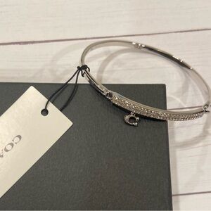 Coach | Jewelry | Nwt Coach Designer Clear Silver Pav Bar C Charm ...
